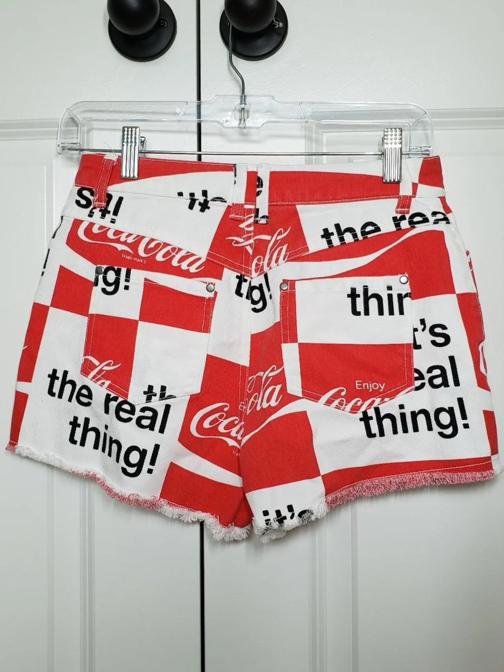 Coca Cola | Shorts | Coca Cola Red And White Logo Patchwork Denim ...